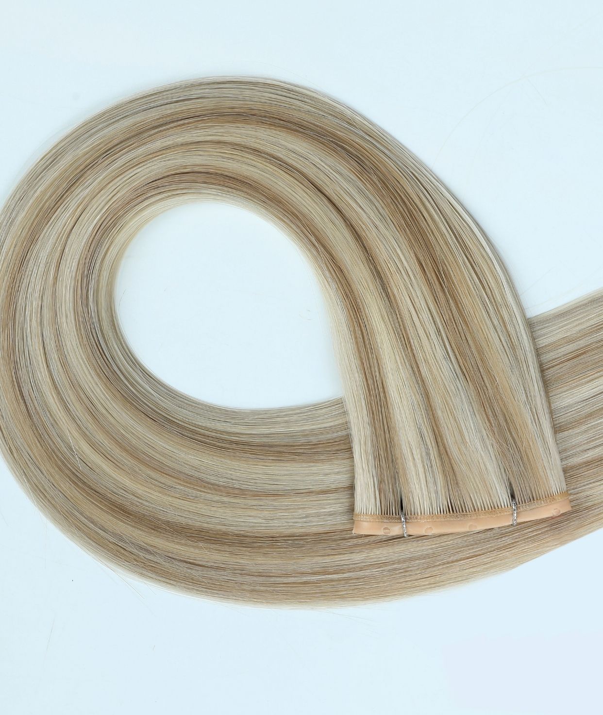 Ash Blonde Highlights Butterfly Weft Hair Extensions – Superior Hair Global